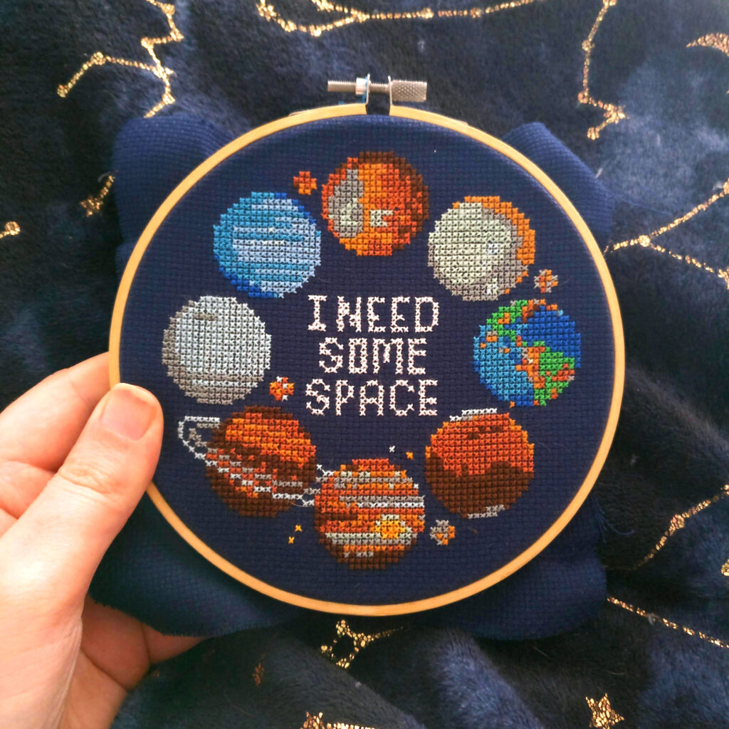 I Need Some Space - Solar System Cross Stitch Pattern - Manor Place Designs